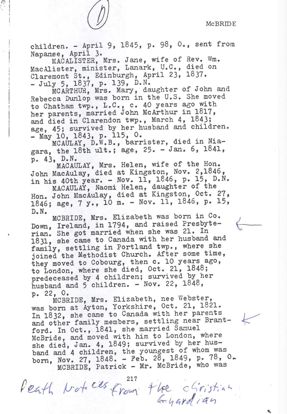 The McBride Family was prominent in London, Ontario 1830s to 1990s ...